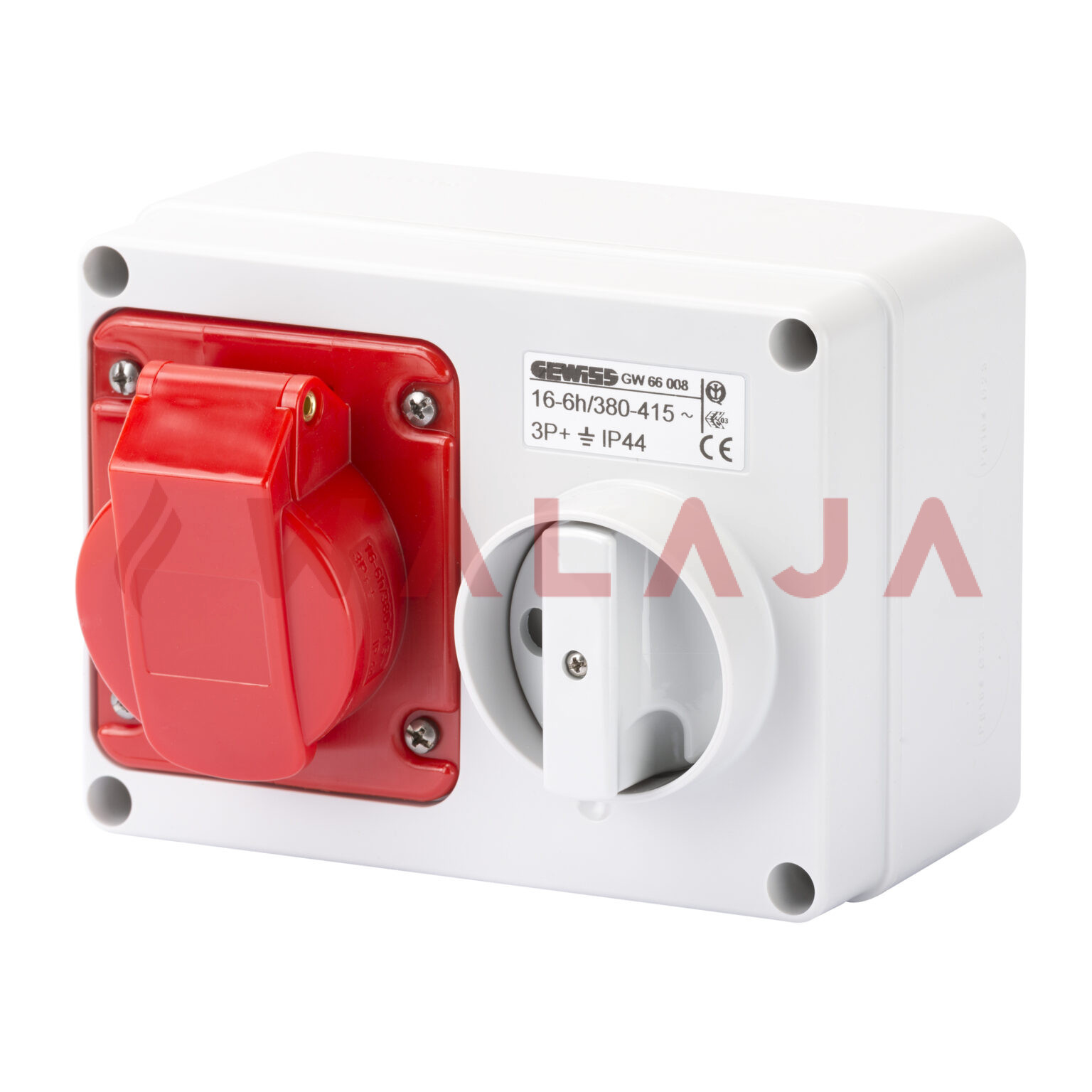 GEWISS INTERLOCK SWITCHED SOCKET – GW66008-IP44-16A-4PIN-415V - WALAJA