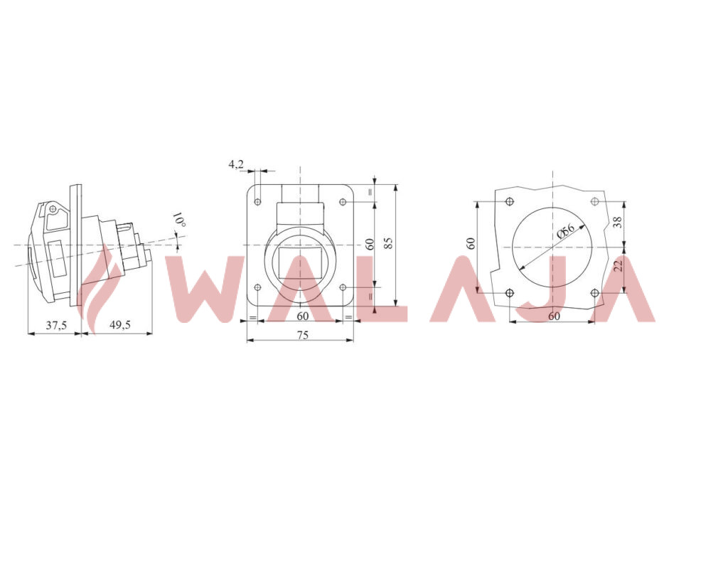 GEWISS PANEL MOUNTED SOCKET -GW62201H-IP44-16A-3PIN-110V - WALAJA